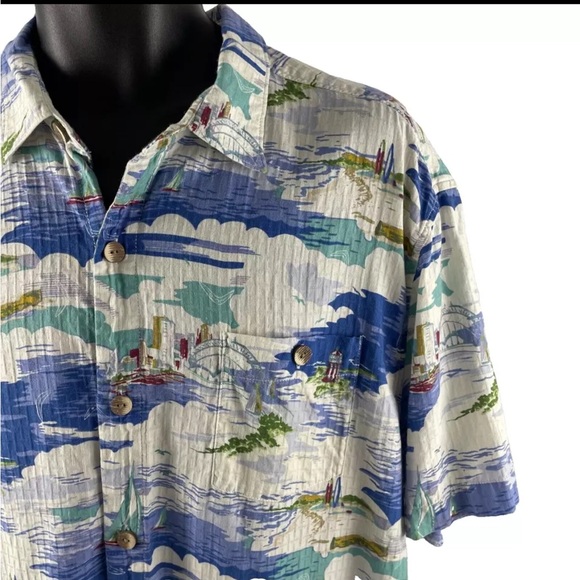 Tommy Bahama | Shirts | Mens Tommy Bahama Hawaiian Silk Blend Button Up Shirt Sz Xl Lighthouse ...